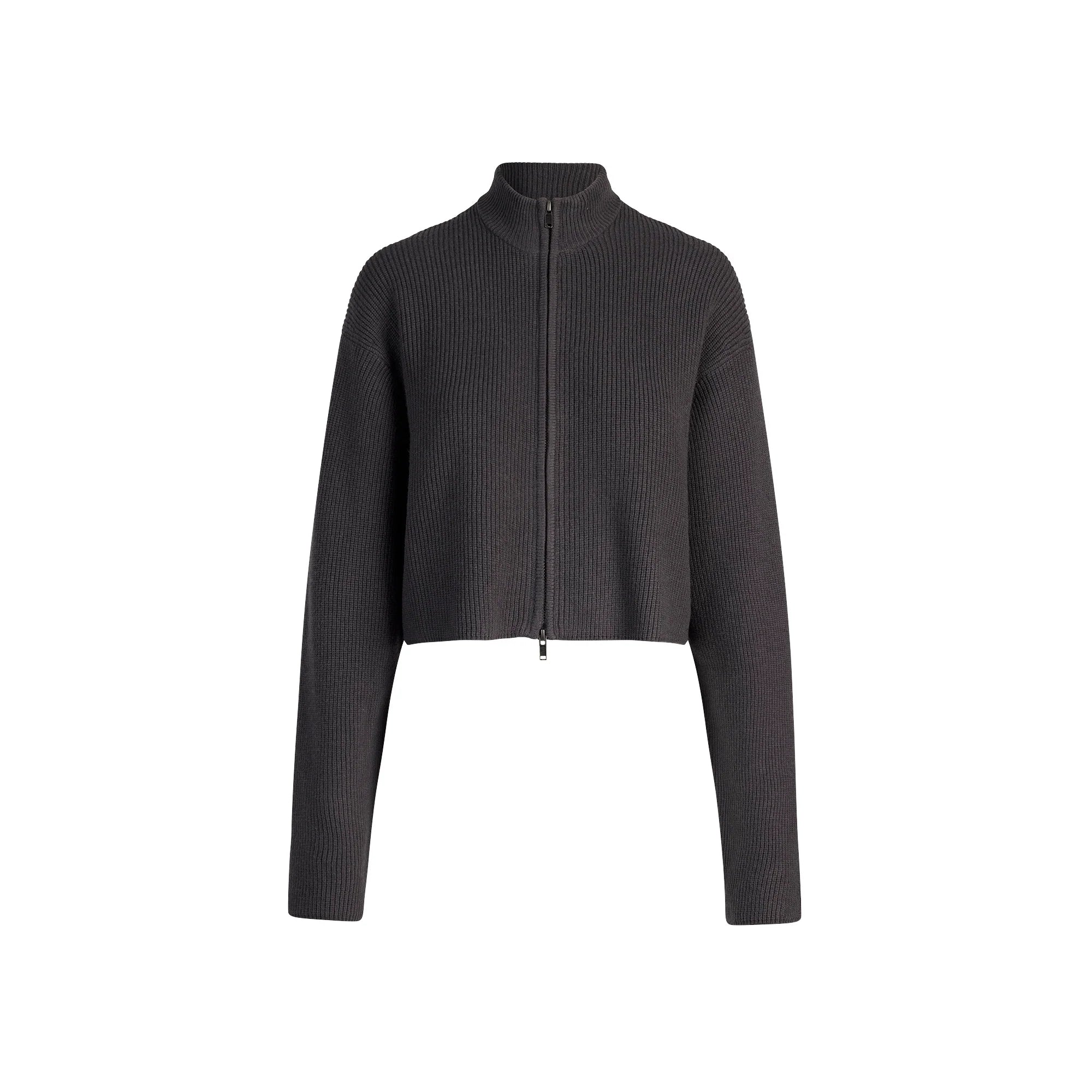 Sweater Knits Ribbed Mock Neck Zip Up - Ash | SKIMS